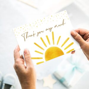 Whaline 30 Pack Baby Shower Thank You Cards with Envelopes Stickers Boho Sun Greeting Cards Sunshine Blank Note Cards for Baby Shower Birthday Wedding Party Supplies, 4 x 6 Inch