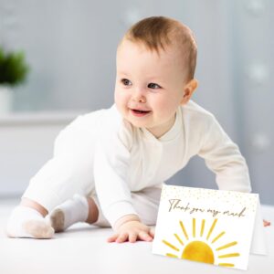 Whaline 30 Pack Baby Shower Thank You Cards with Envelopes Stickers Boho Sun Greeting Cards Sunshine Blank Note Cards for Baby Shower Birthday Wedding Party Supplies, 4 x 6 Inch