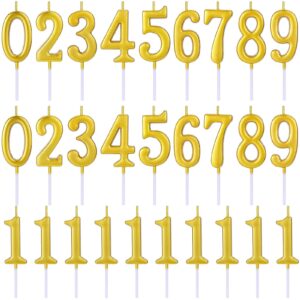 28 pcs number birthday candles gold number candles cake candles for 1st birthday to 18th birthday decoration, wedding anniversary, party celebration, baby showers (gold)