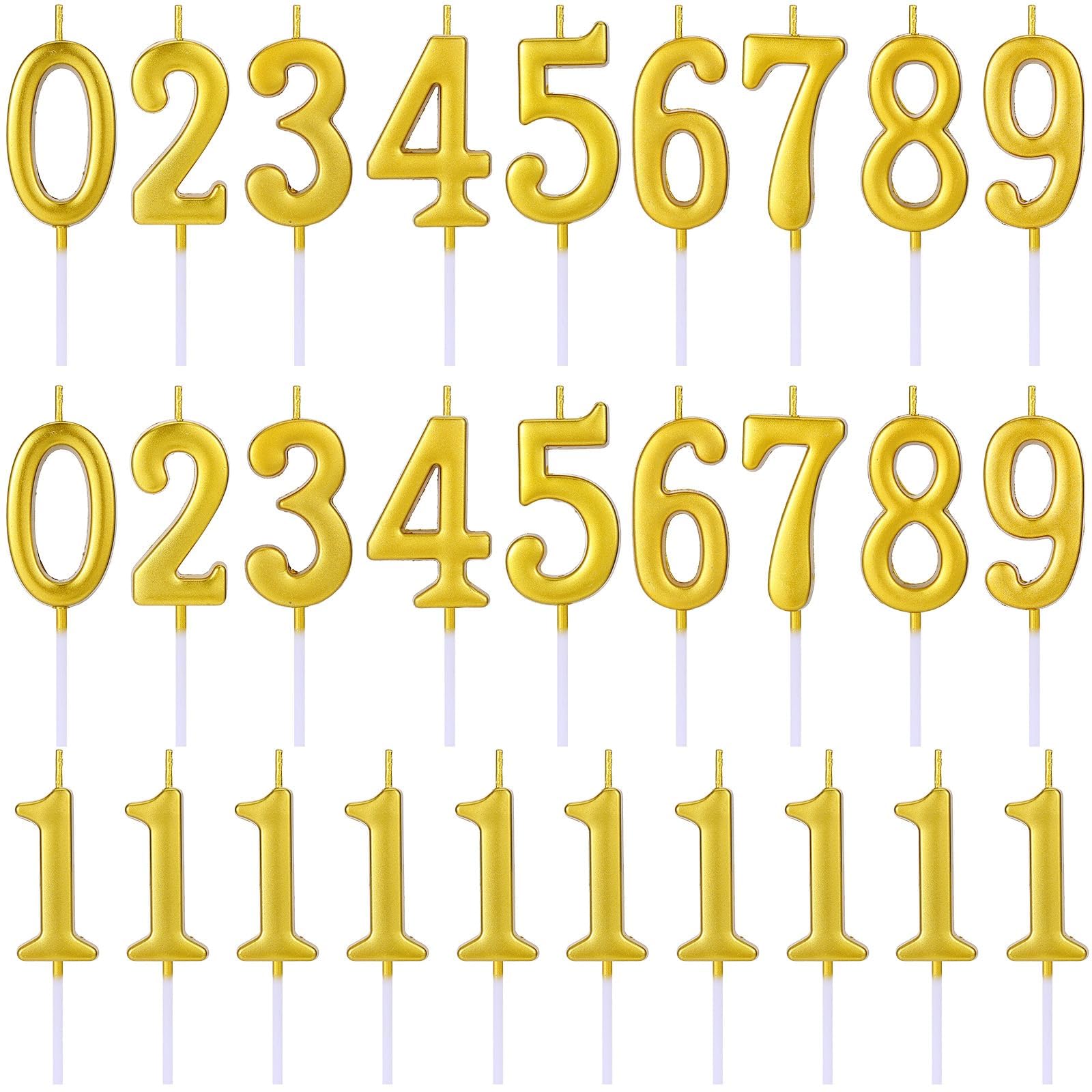 28 PCS Number Birthday Candles Gold Number Candles Cake Candles for 1st Birthday to 18th Birthday Decoration, Wedding Anniversary, Party Celebration, Baby Showers (Gold)