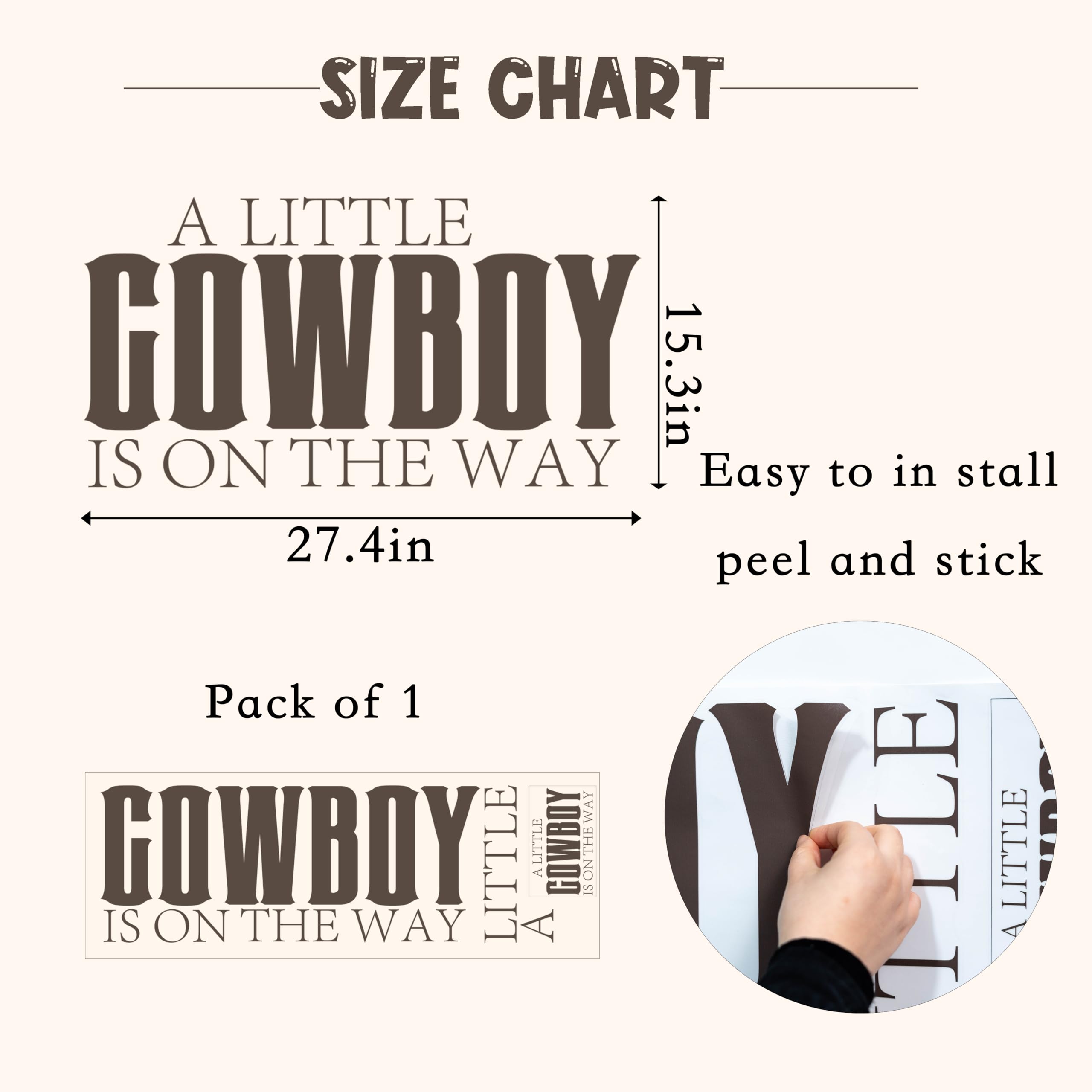 A Little Cowboy is on The Way Baby Shower Decal for Party Decorations,Country Western Boy Baby Shower Sign,Cowboy or Rodeo Themed Shower Event Planner Decal (Cowboy Decal)