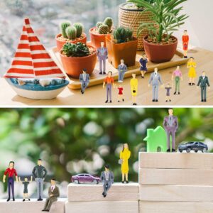 Harrycle 30 Pcs Mini People Figurines 1: 30 Scale Tiny People Model Miniature People Figurines Sitting and Standing Little Plastic People Figurines for Miniature Scenes