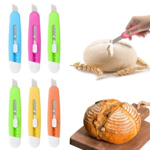 jinghanger 6pcs bread lame dough scoring tool, sourdough bread scorer,bread making razor for homemade bread with plastic handle