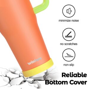 winiwo 40 oz Tumbler with Handle and Straw, Gift for Her, Flexible Straw, Insulated Tumbler Cups with Silicone Bottom, Keeps Beverages Cold Up to 24 Hours, Gym/Travel/School（Traffic Orange）