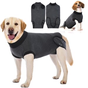 idomik dog recovery suit for male & female,e-collar cone alternative,anti licking dog surgical onesie with pee hole,breathable dog surgery suit for spay,weaning,skin problems,dog surgical suit, m