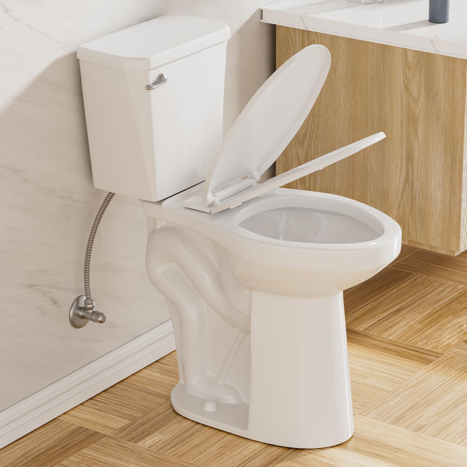 SUPERFLO 21 Inch High Toilet Elongated Extra Tall Toilets with Comfort Height Toilet Seat & 1.28 GPF Single Flush, Suitable For Seniors & Tall Person