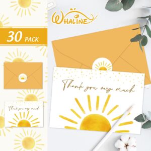 Whaline 30 Pack Baby Shower Thank You Cards with Envelopes Stickers Boho Sun Greeting Cards Sunshine Blank Note Cards for Baby Shower Birthday Wedding Party Supplies, 4 x 6 Inch