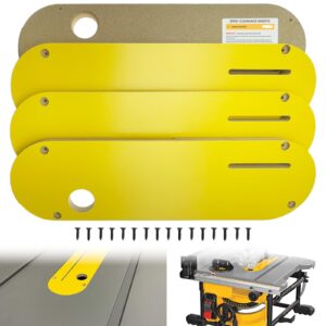 rolkely zero clearance inserts compatible with dewalt dwe7485 with riving knife slot, precise cuts with no tear-out and helps improve dust flow, includes off-set screws, easy height adjustment, 4-pack