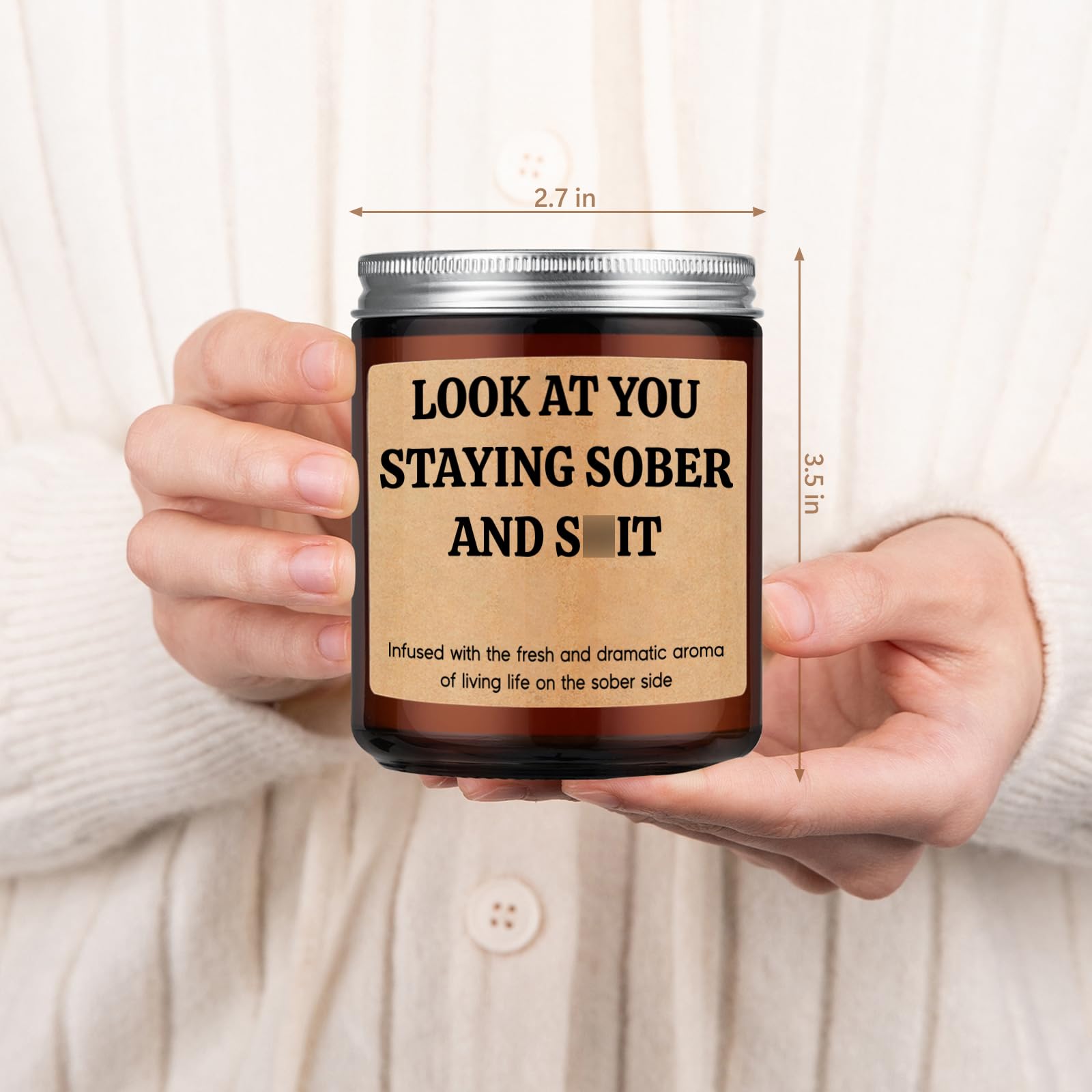 LEADO Scented Candle, Sober Gifts, Sobriety Gifts for Women, Men - Stay Sober, 1 Year Sober Gifts, 2 Year Sobriety Gift - Funny Proud of You, Sobriety Anniversary, Christmas Gifts for Her, Him