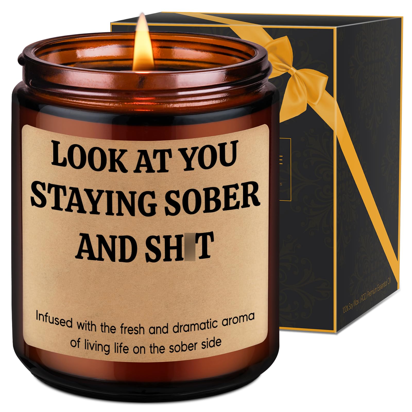 LEADO Scented Candle, Sober Gifts, Sobriety Gifts for Women, Men - Stay Sober, 1 Year Sober Gifts, 2 Year Sobriety Gift - Funny Proud of You, Sobriety Anniversary, Christmas Gifts for Her, Him