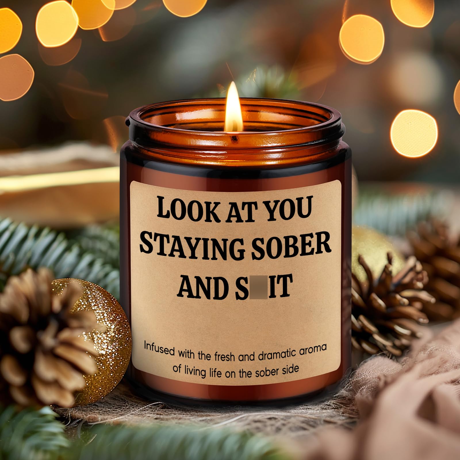 LEADO Scented Candle, Sober Gifts, Sobriety Gifts for Women, Men - Stay Sober, 1 Year Sober Gifts, 2 Year Sobriety Gift - Funny Proud of You, Sobriety Anniversary, Christmas Gifts for Her, Him