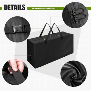 lihtsofty Folding Mattress Bag Waterproof Cushion bag 60"x27"x13" Fits up to 4 Queen Mattress Heavy Duty Durable Mattress Carry Case for Tri-Fold Guest Bed Mattress Mattress Cushion Storage Bag Black