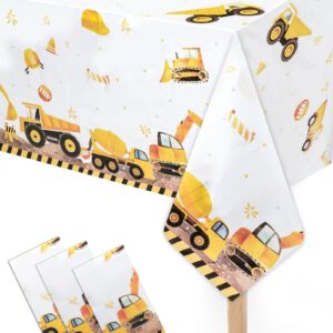 DYLZB 3PCS Truck Plastic Birthday Party Tablecloths,Construction Themed Table Cover for Kids Boy Parties Baby Showers Supplies, 54 x 108inch