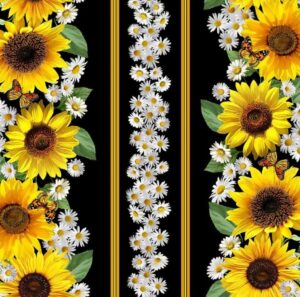 advice from a sunflower by timeless treasures sunflowers, butterflies, and daisies border stripe cotton fabric by the yard, cd2922-black