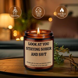 LEADO Scented Candle, Sober Gifts, Sobriety Gifts for Women, Men - Stay Sober, 1 Year Sober Gifts, 2 Year Sobriety Gift - Funny Proud of You, Sobriety Anniversary, Christmas Gifts for Her, Him