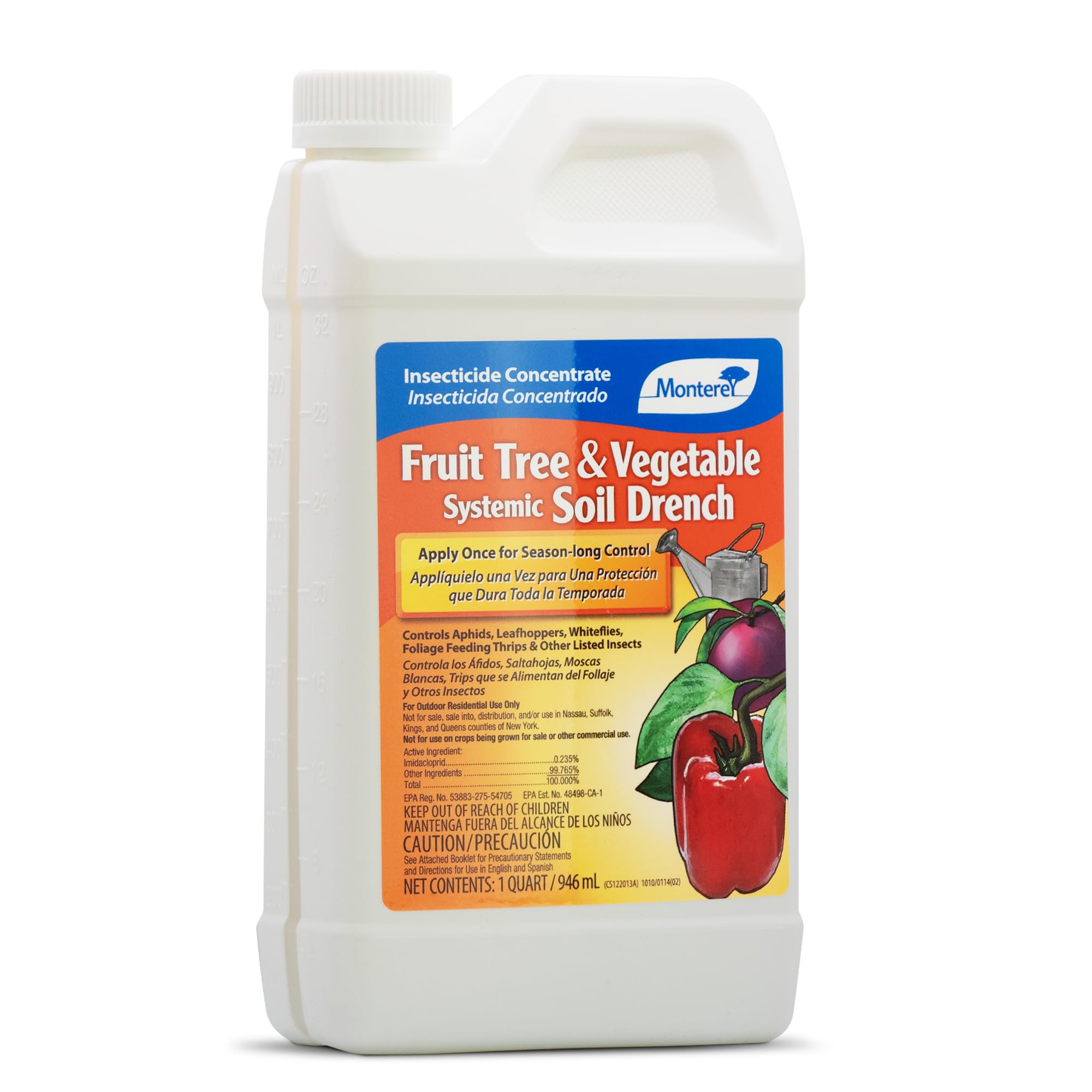 Monterey Fruit Tree Spray & Vegetable, Apply Once for Season Long Control, Imidacloprid Systemic Insecticide - 31 oz