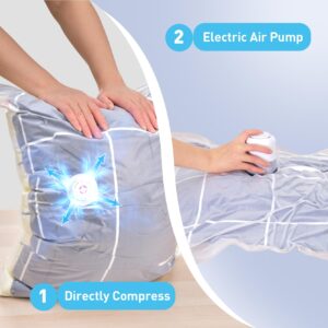 12 Pack Vacuum Storage Bags with Electric Air Pump, Vacuum Seal Bags for Clothing (3Jumbo/3Large/3Medium/3Small), Space Saver Bag for Clothes, Blanket, Duvets, Pillows,Comforters, Bedding,Travel