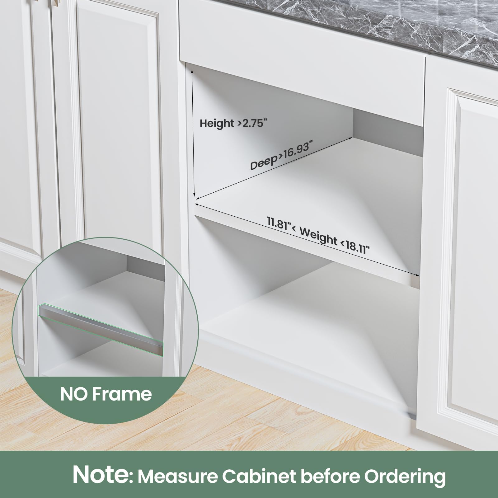 CHIOCWARE Pull Out Drawers for Cabinets,Pull Out Cabinet Organizer，Slide Out Drawers for Kitchen Cabinets, (11.81"~18.11") W,16.93" D,for Kitchen, Bathroom, Pantry