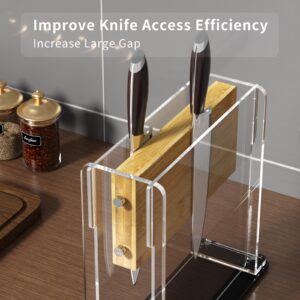 NPPLUS Magnetic Knife Block Holder: Double-Sided Strong Magnets for Kitchen Counter Organizer Rack - Wooden Knife Stand Storage for Home Cooks Chefs