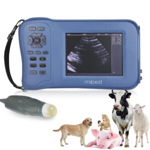 mibest portable veterinary ultrasound scanner for pregnancy check 5.8 inch lcd screen - handheld veterinary ultrasound system with 3.5 mhz convex probe - durable for farm and small animal use