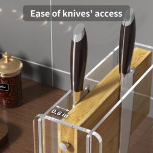 NPPLUS Magnetic Knife Block Holder: Double-Sided Strong Magnets for Kitchen Counter Organizer Rack - Wooden Knife Stand Storage for Home Cooks Chefs