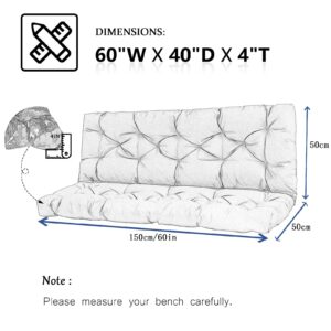 YJHMYGSN Swing Replacement Cushion, Swing Cushions for Outdoor Furniture, Swing 2-3 Seats Replacement Cushions for Garden Terrace, 60 x 40 Inches Bench Cushion with Backrest and Tie