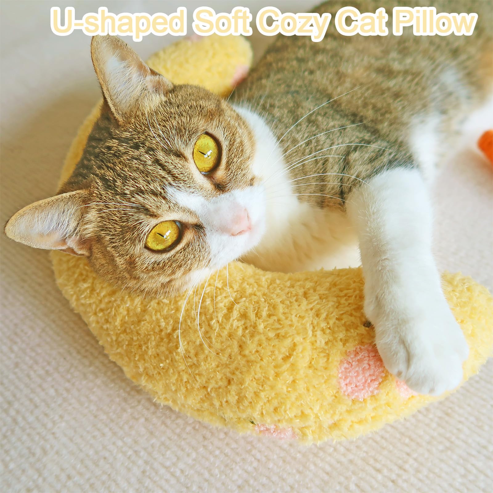 MintCat Cat Pillow, Soft Cat Kneading Cat Pillows for Indoor Cats, Cat Neck Pillow for Comfortable Sleep, Cat Calming Pillow Products, Plush Cat Toy, Washable