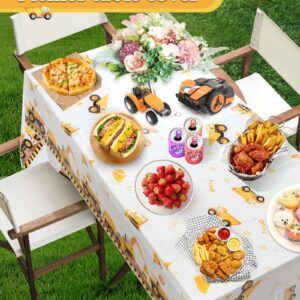 DYLZB 3PCS Truck Plastic Birthday Party Tablecloths,Construction Themed Table Cover for Kids Boy Parties Baby Showers Supplies, 54 x 108inch