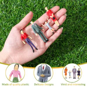 Harrycle 30 Pcs Mini People Figurines 1: 30 Scale Tiny People Model Miniature People Figurines Sitting and Standing Little Plastic People Figurines for Miniature Scenes