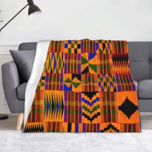 lelemate african tribal ethnic kente print plush throw blanket for boys girls teens soft flannel bed blanket for sofa chair office trip camping outdoor home decor 50"x60"