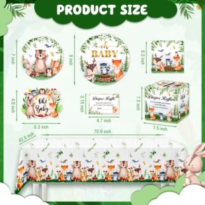 cocomigo 292pcs Woodland Baby Shower Decorations Baby Shower Decorations Neutral Animals Baby Shower Decorations Boys Girls Woodland Baby Shower Ideas pack for 20 Guest