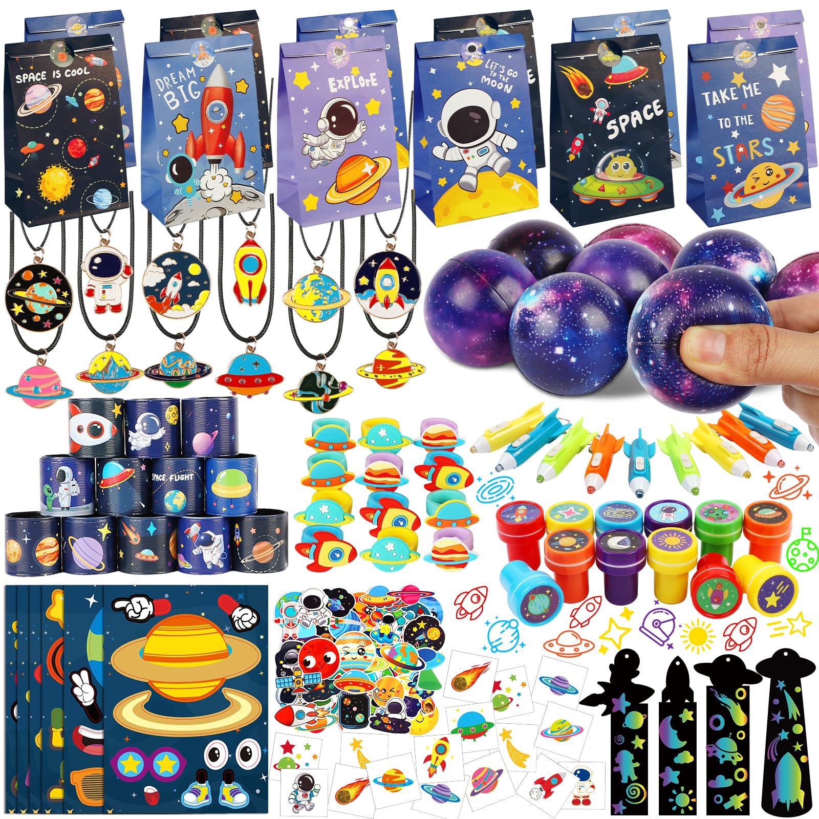 Space Party Favors, 230PCS Space Themed Birthday Party Decorations, Outer Space Party Favors Gifts Goodie Bags Stuffers, Galaxy Planet Space Birthday Party Supplies Astronaut Toys for Kids Boys Girls