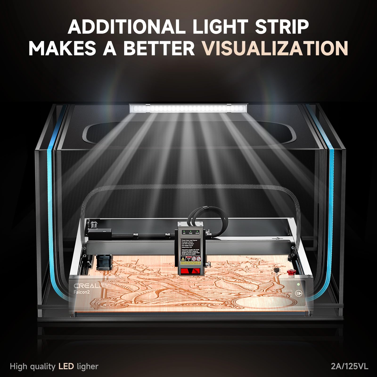 Laser Engraver Enclosure with Ventilation Kit and LED Light, Fully Enclosed Laser Engraving Machine Cover Tent, Isolates Smoke and Odor, Dustproof, Fireproof, Enlarge Size For Most Laser Cutter