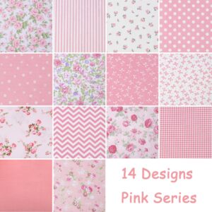 Nodsaw Layer Cake Fabric for Quilting 10 inch, Precut Fabrics Square 10x10 inch for Quilting, Print Pink Cotton Quilt Fabric Squares Bundles for Sewing DIY Patchwork Craft(42Pcs)