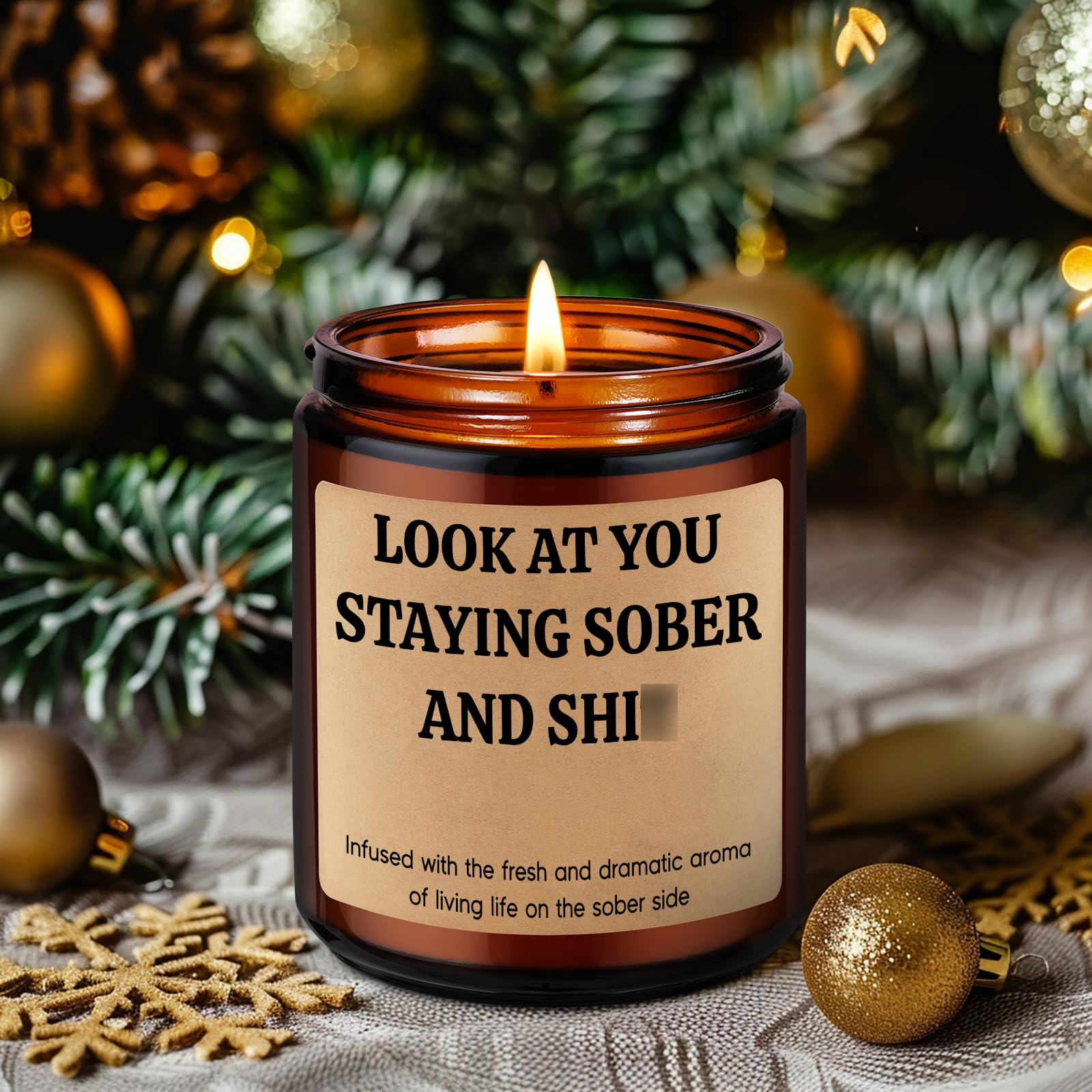 LEADO Scented Candle, Sober Gifts, Sobriety Gifts for Women, Men - Stay Sober, 1 Year Sober Gifts, 2 Year Sobriety Gift - Funny Proud of You, Sobriety Anniversary, Christmas Gifts for Her, Him