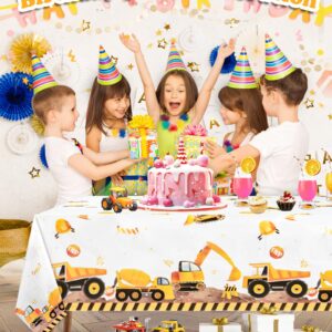 DYLZB 3PCS Truck Plastic Birthday Party Tablecloths,Construction Themed Table Cover for Kids Boy Parties Baby Showers Supplies, 54 x 108inch