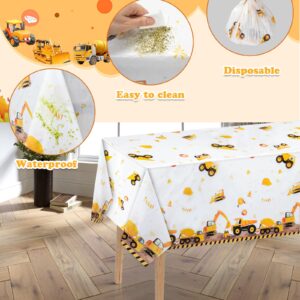 DYLZB 3PCS Truck Plastic Birthday Party Tablecloths,Construction Themed Table Cover for Kids Boy Parties Baby Showers Supplies, 54 x 108inch