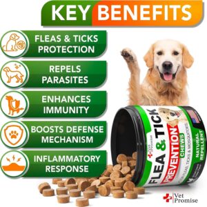 Flea and Tick Prevention for Dogs Chewables - Natural Dog Flea and Tick Treatment - Flea and Tick Chews for Dogs - Oral Flea Pills for Dogs Supplement - All Breeds and Ages - Made in USA