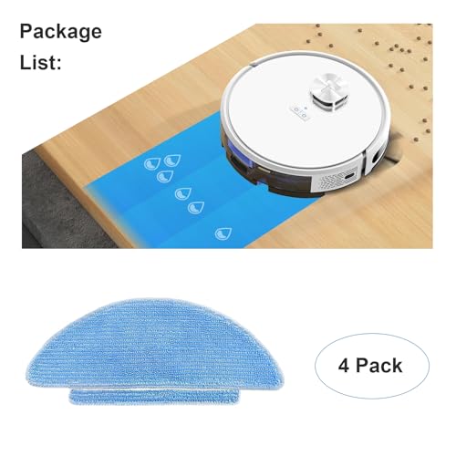 Spare Parts 4Pack Mop Pads, Replacement Compatible with Tikom L9000 L8000, Honiture Q6 SE, Lubluelu SL60D, Laresar L6 NEX Robot Vacuum Cleaner Mopping Cloths (4 Pack)