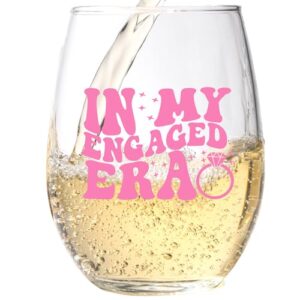 glassicle in my engaged era wine glass - 15 oz, scratch-resistant engagement wine glass - bachelorette or engagement gifts for her - unique bridal shower gift for wine lovers - printed in the usa