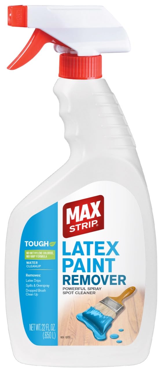 Max Strip Latex Paint Remover 22oz | Fast-Acting Water-Based Formula | Safely Removes Latex, Acrylic | For Wood, Metal, Concrete & Multiple Surfaces | Ideal for Drips, Spills & Overspray