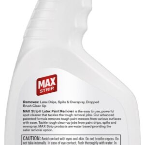 Max Strip Latex Paint Remover 22oz | Fast-Acting Water-Based Formula | Safely Removes Latex, Acrylic | For Wood, Metal, Concrete & Multiple Surfaces | Ideal for Drips, Spills & Overspray