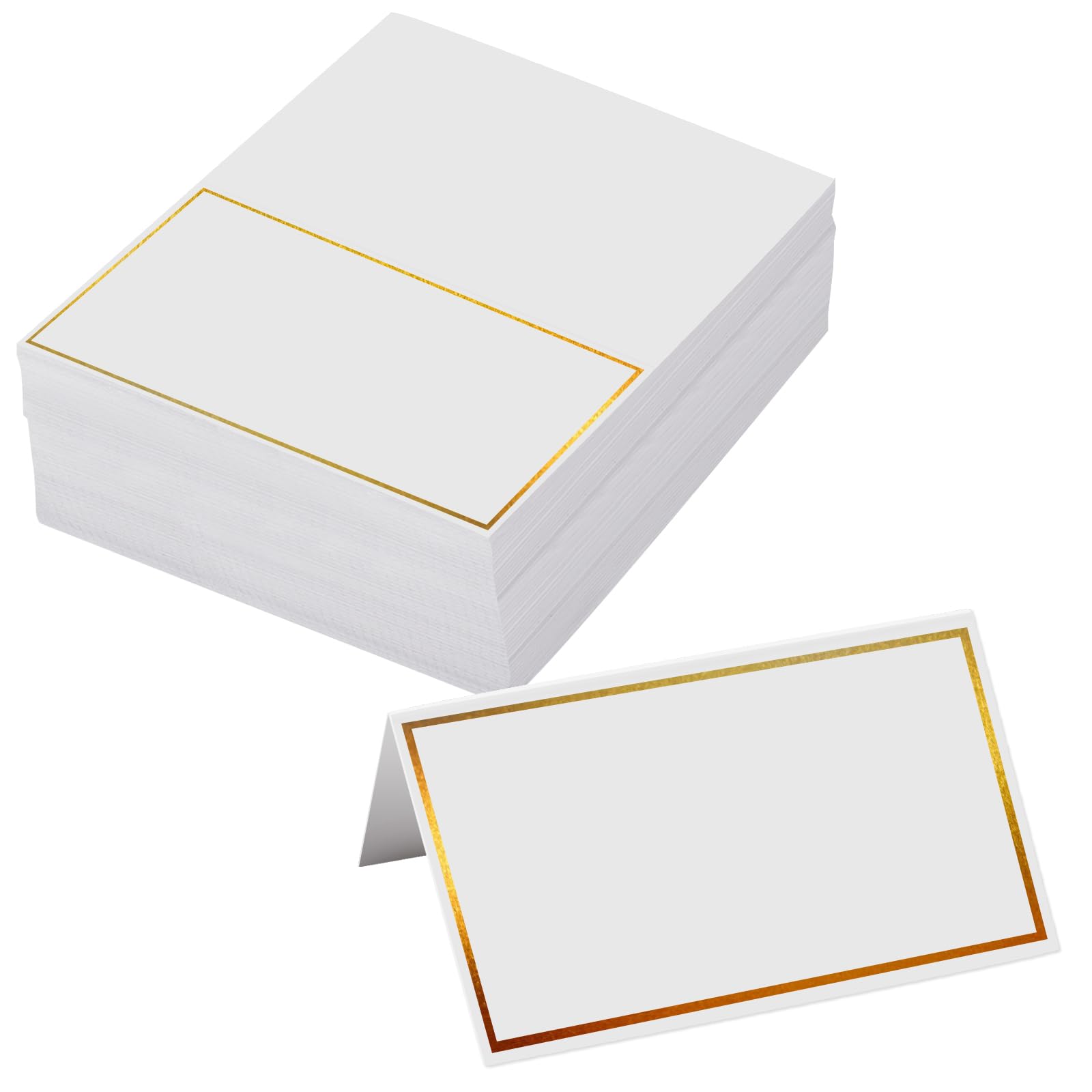 BEAGERUO 120 Pcs Place Cards for Table Setting, Blank Banquet Seat Cards, 2x3.35in, Name Cards, Tent Cards for Wedding, Birthday, Dinner Party (Gold)