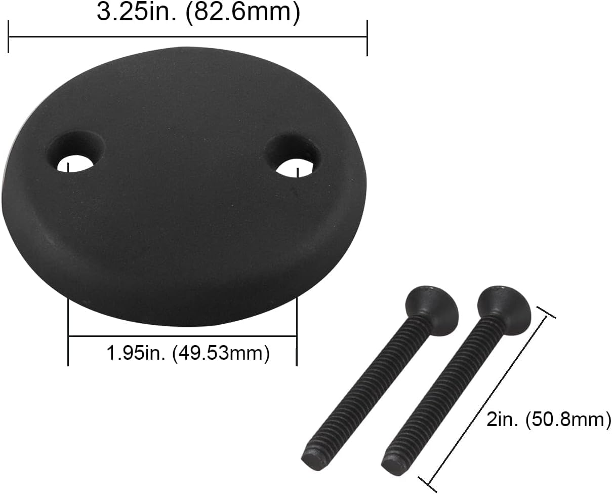 QLXAQLX Tip Toe Bathtub Drain Trim Kit,Two Hole Overflow Plate With Two Matching Screws,Replacement Bath Drain Trim Kit And Universal Fine/Coarse Thread Easy To Install(Matte Black)