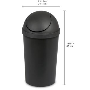 AYOYZ 3 Gallon Round Wastebasket with Lid, Small Plastic Trash Can for The Bathroom, Bedroom, Dorm or Home Office, Black