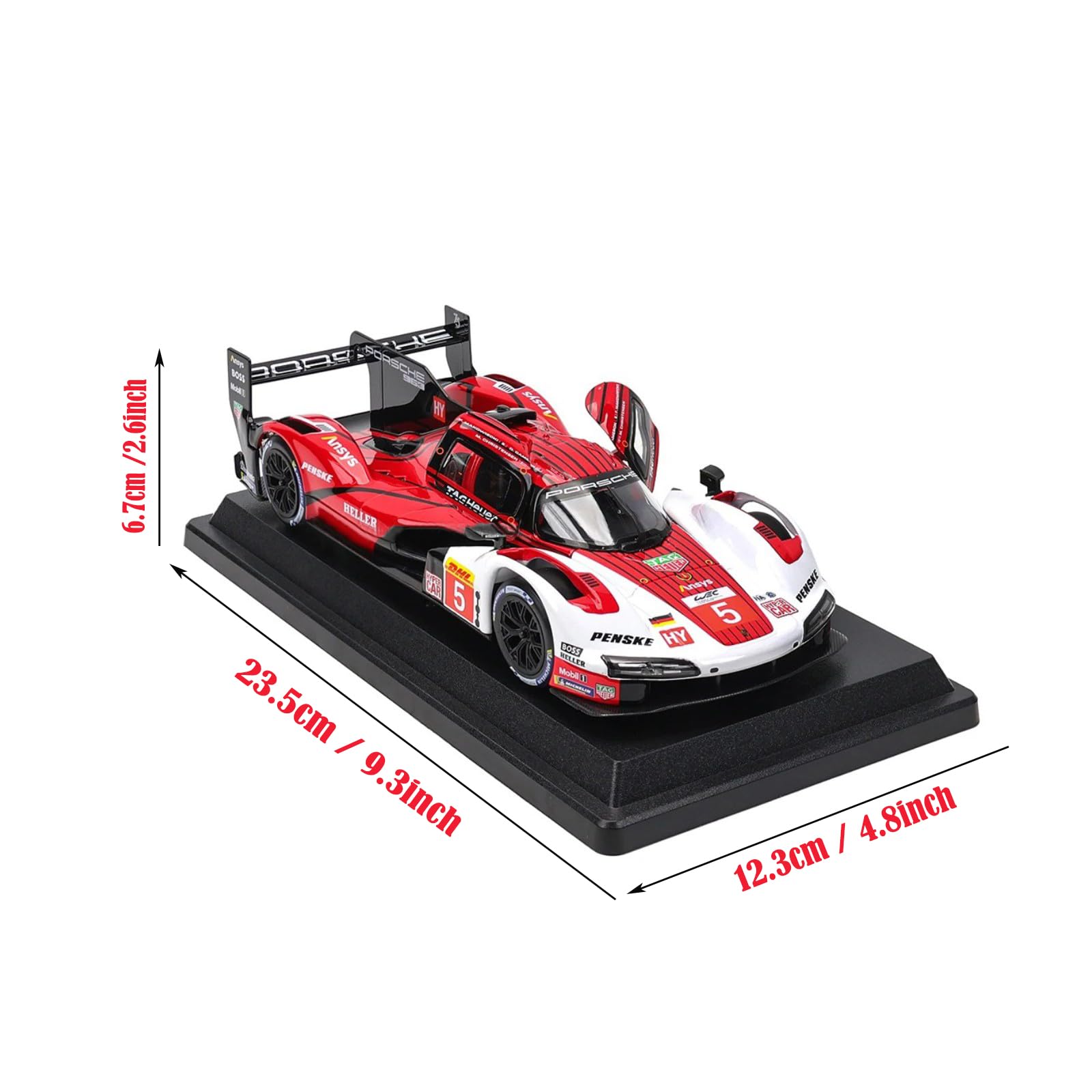 HTLNUZD 1/24 2024 Racing Alloy Champion Car 963#5 LeMansRally for Porsche 963#5 Adult Luxury Sports Diecast Model Collection