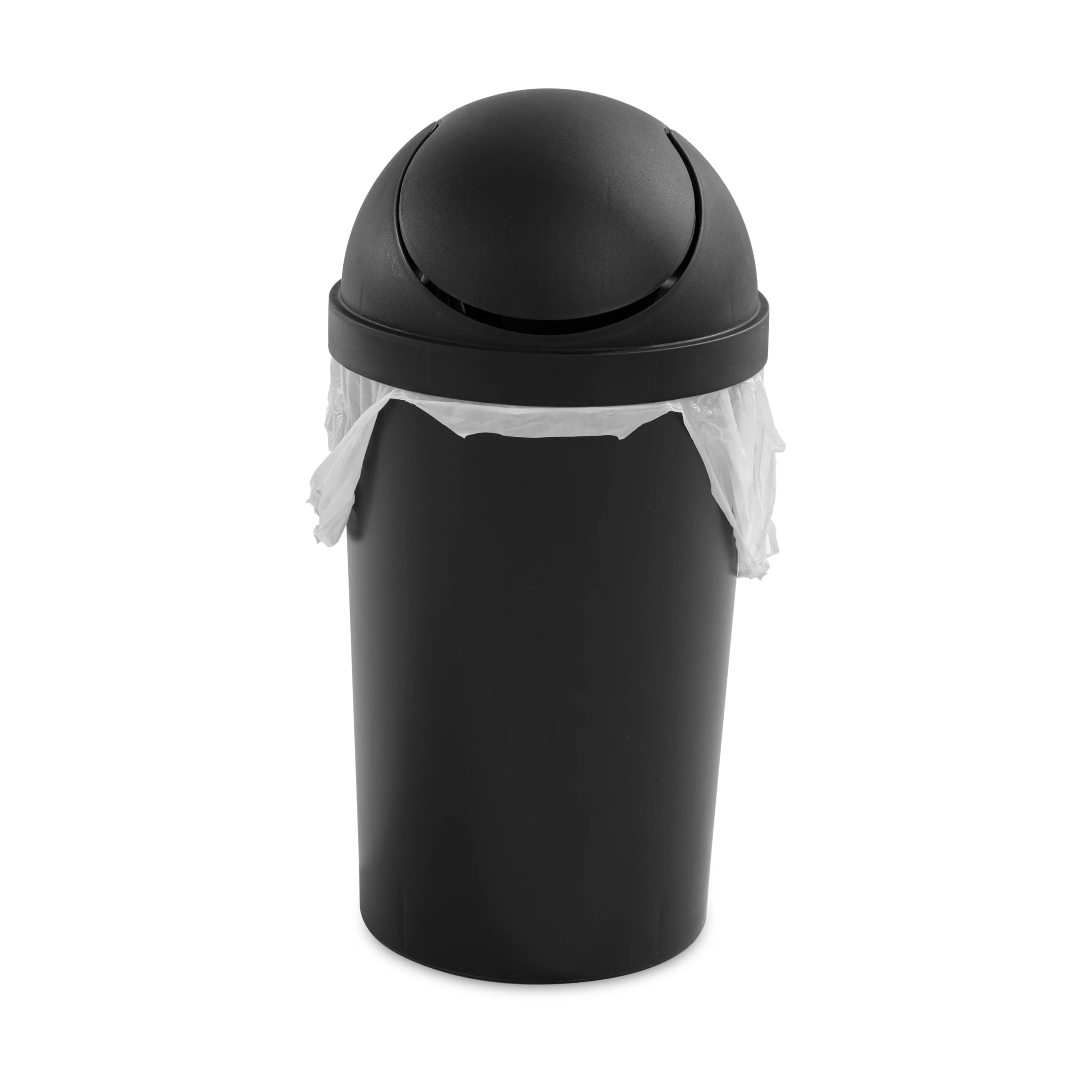 AYOYZ 3 Gallon Round Wastebasket with Lid, Small Plastic Trash Can for The Bathroom, Bedroom, Dorm or Home Office, Black