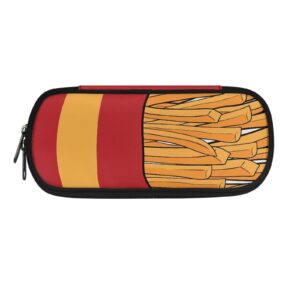 suobstales french fries print pencil case for kids girds, pen case stationery box for school office college desk supplies organization