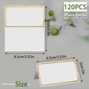 BEAGERUO 120 Pcs Place Cards for Table Setting, Blank Banquet Seat Cards, 2x3.35in, Name Cards, Tent Cards for Wedding, Birthday, Dinner Party (Gold)