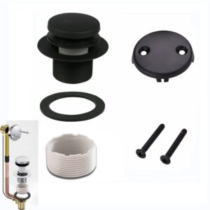 qlxaqlx tip toe bathtub drain trim kit,two hole overflow plate with two matching screws,replacement bath drain trim kit and universal fine/coarse thread easy to install(matte black)